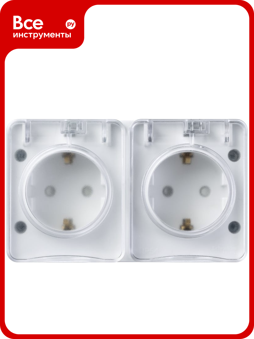 Двойная розетка Systeme Electric AtlasDesign PROFI IP54 открытой установки с заземлением со шторками 16А 250B ATN540126