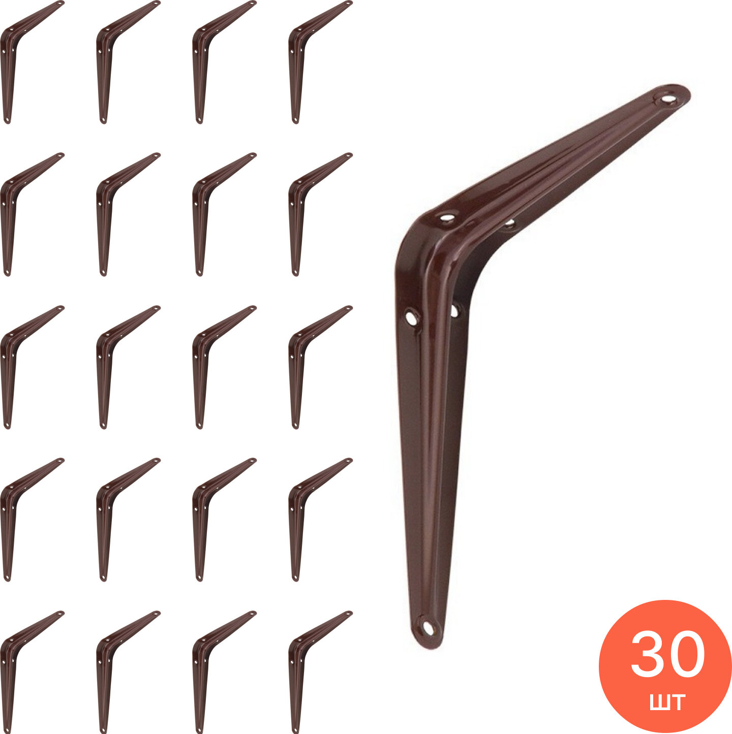 Кронштейн для полки Rock Solid Connection / Рок Солид Конекшн Domax WS 100BR стальной, коричневый, 100×75мм / держатель (комплект из 30 шт)
