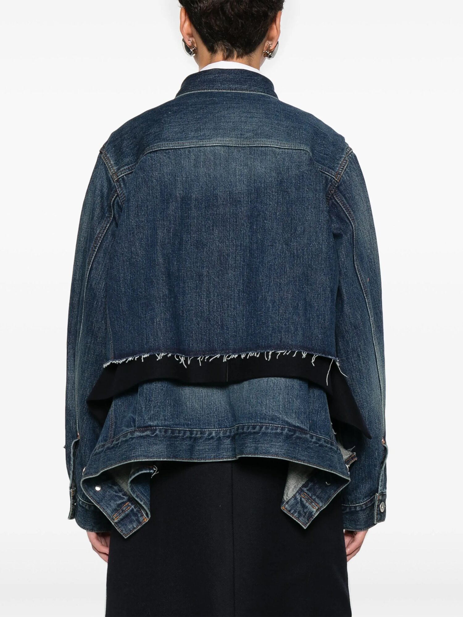 Куртка Sacai Frayed denim jacket, размер 46, синий — фото 1