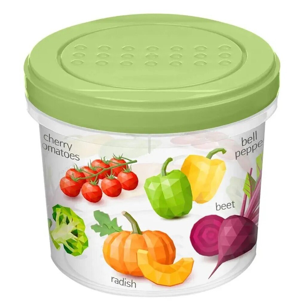 Контейнер для овощей с вентиляцией, 0.7л, прозрачный корпус/зеленая крышка, герметичное хранение