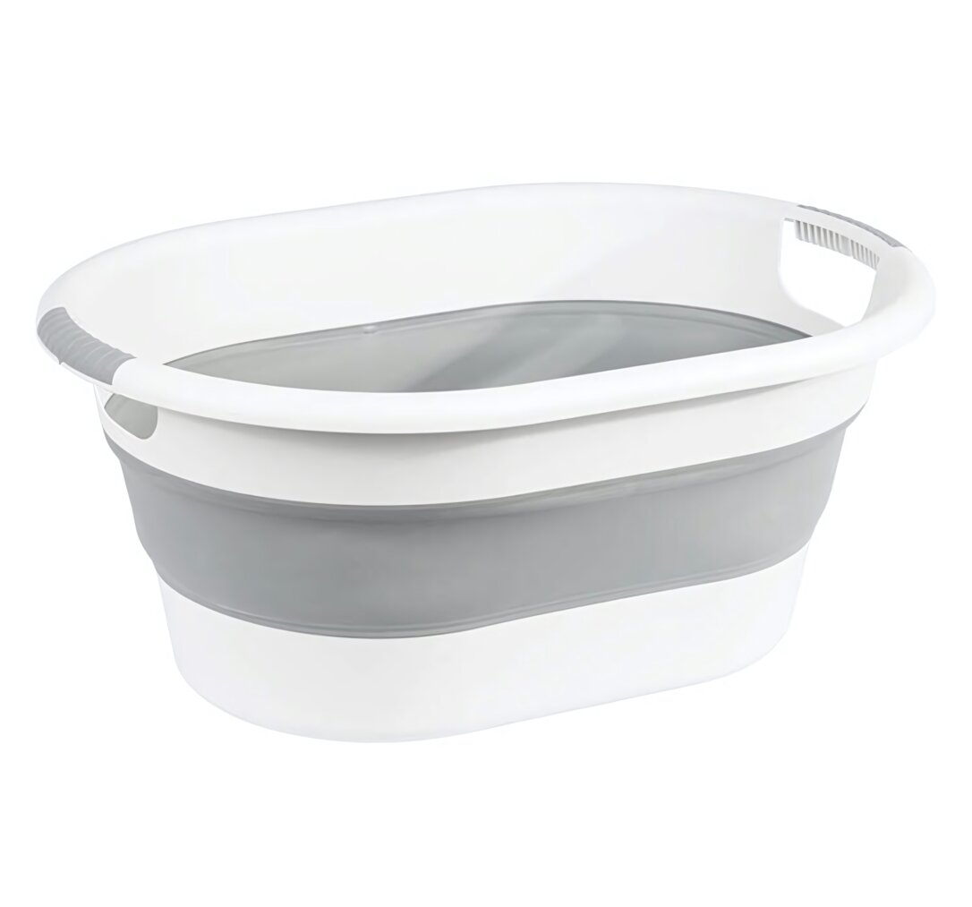 Таз складной овальный 25л, цвет смоки, удобные ручки, полипропилен