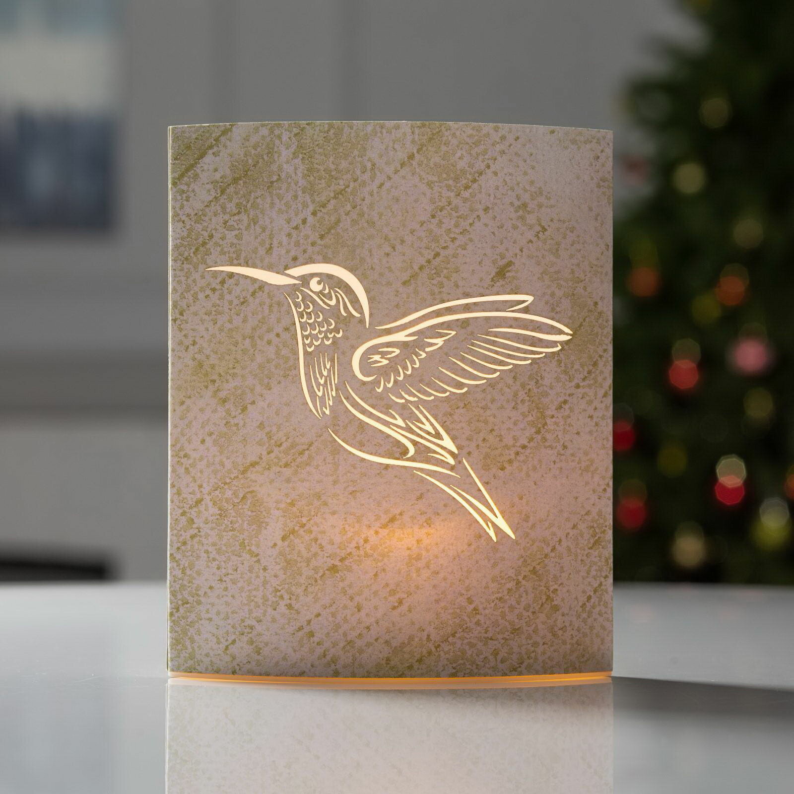 Светодиодная фигура "Колибри" 13x16x5 см, картон, от батареек ААх2, свечение тёплое белое