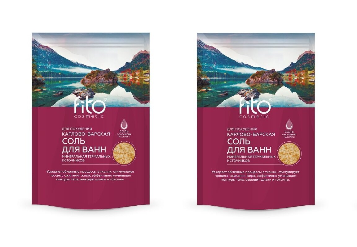 Соль для ванн Фито Косметик Мировые Рецепты Красоты Гималайская розовая, антицеллюлитная, 500 гр, 2 шт.