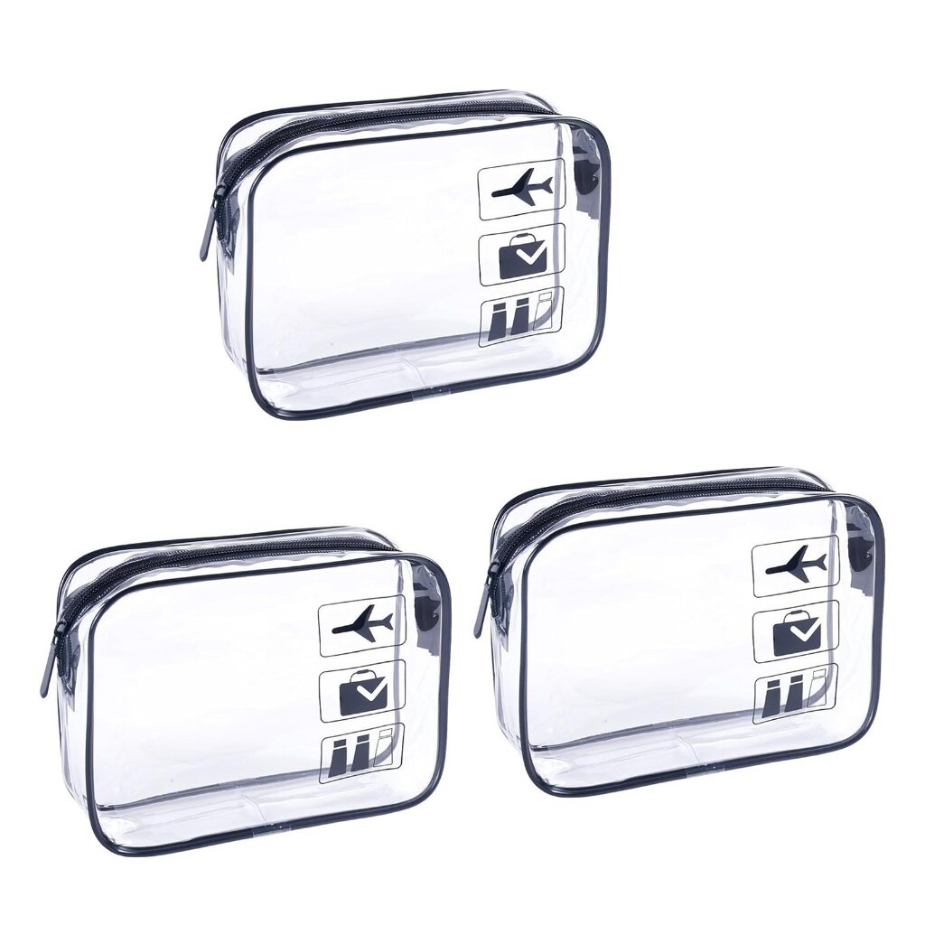 Упаковка из 3 прозрачных водонепроницаемых дорожных косметичек из ПВХ