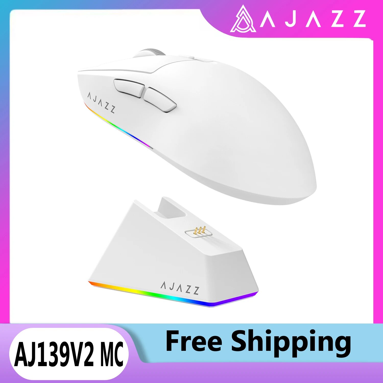 Игровая мышь AJAZZ "AJ139 V2 MC", беспроводная, Bluetooth, 6 клавиш, оптическая, черная