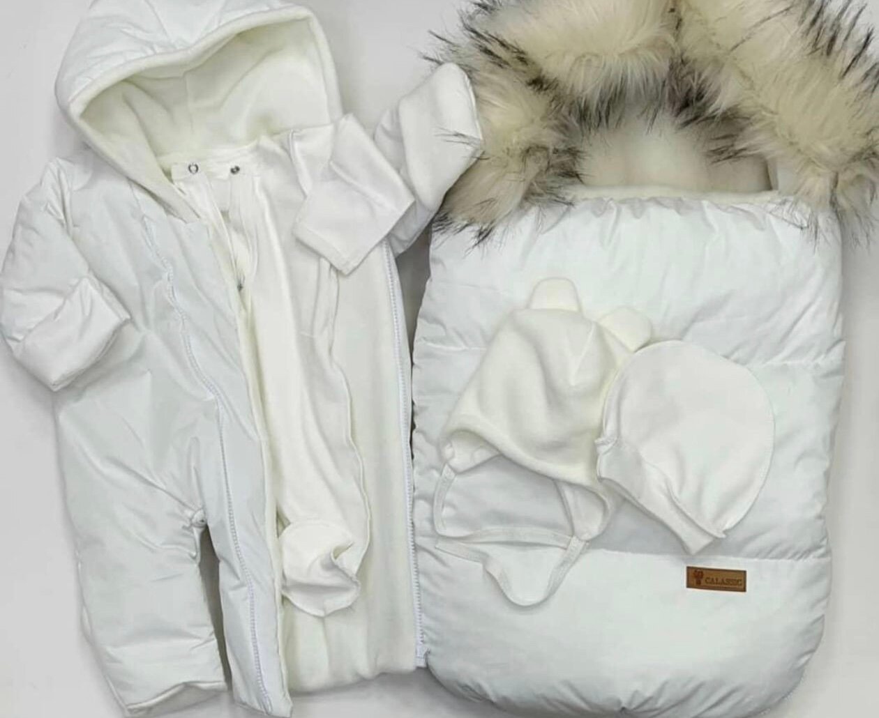 Конверт для новорожденных на выписку зимний в роддом на прогулку зимний с мехом тепленое молоко