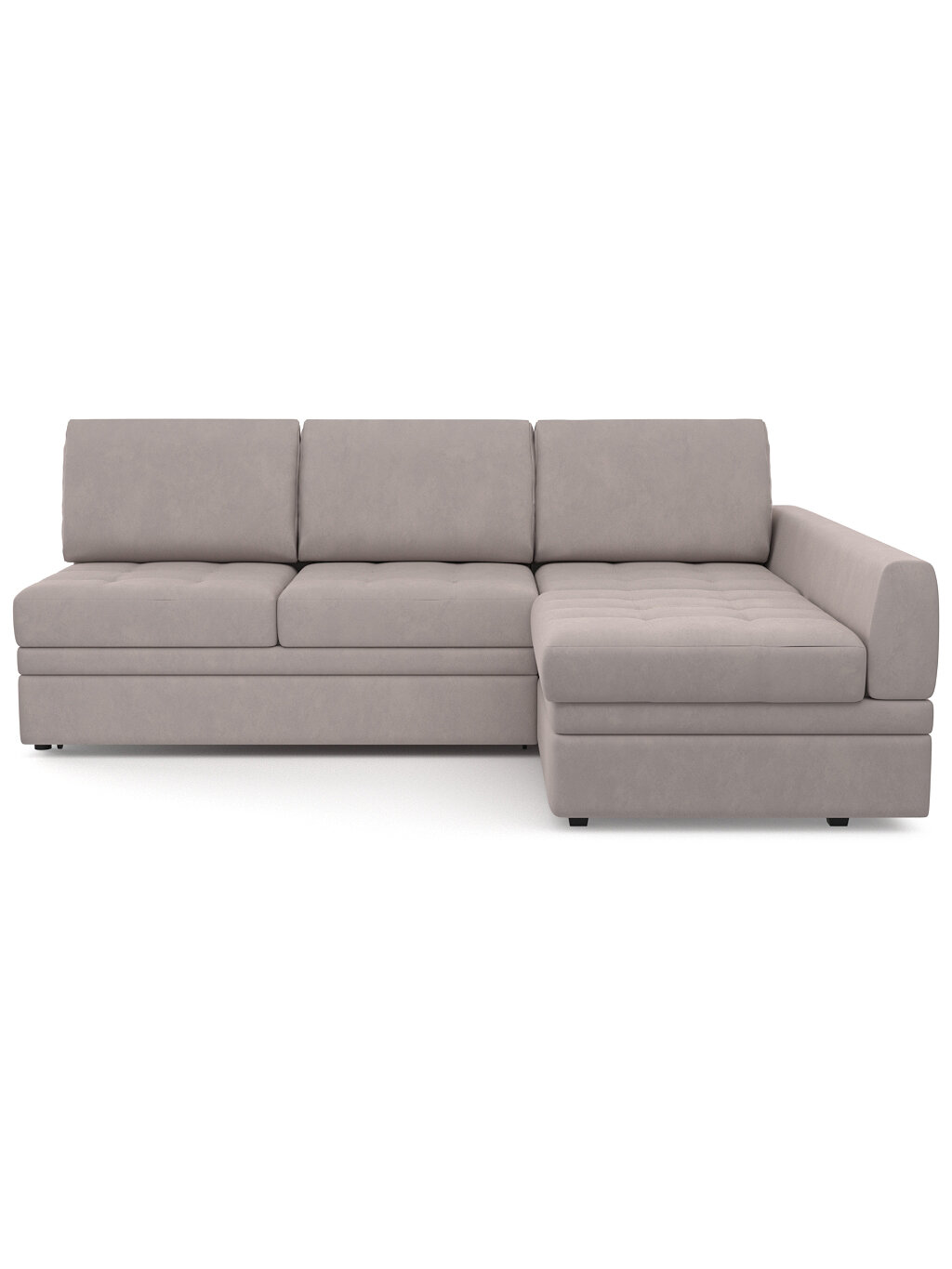 Угловой диван-кровать PUSHE раскладной Бруно, правый угол, велюр, бежевый Formula 102