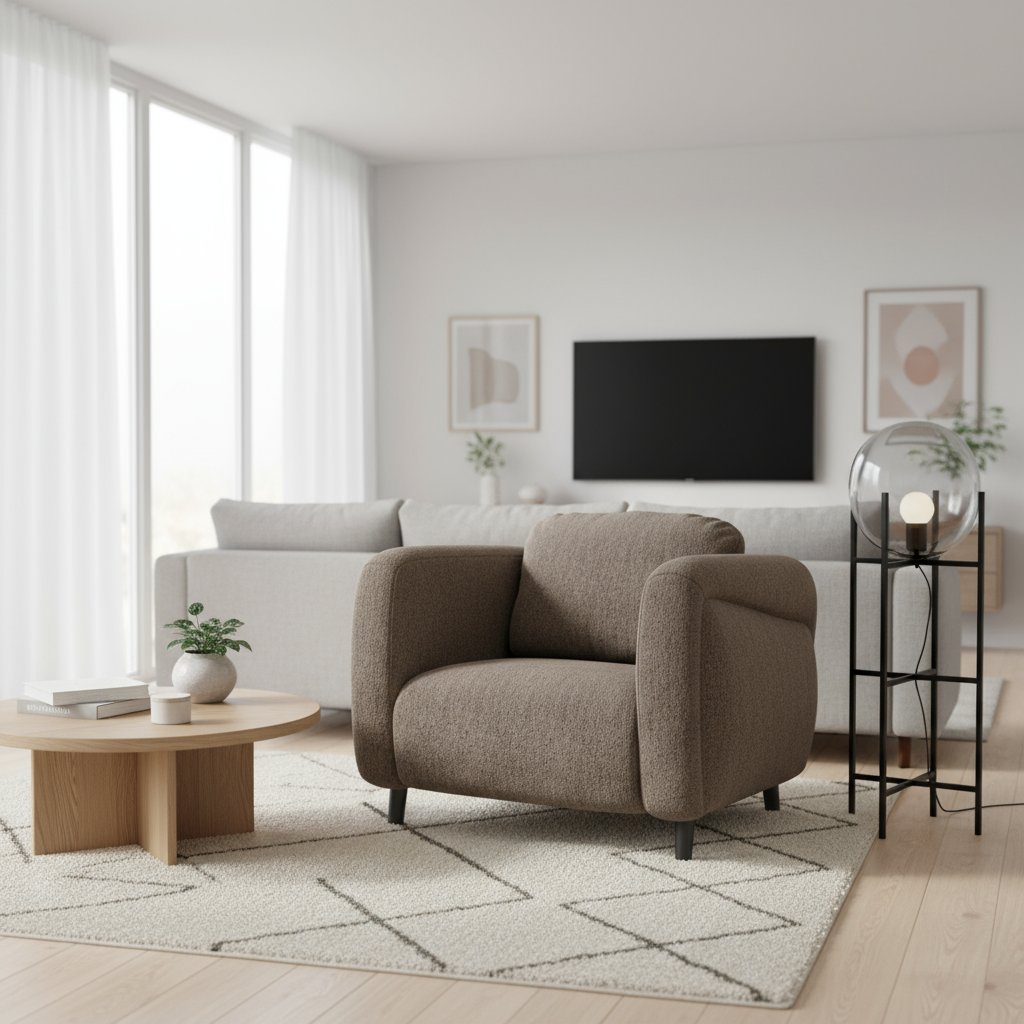 Кресло мягкое для отдыха дома Дафна, 85.5 х 68.5 х 78 см, Капучино, RUBY 13650/22804