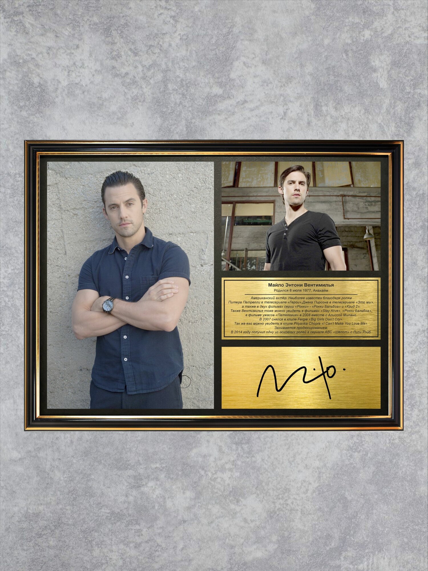 Milo Ventimiglia автограф и металлические фотографии в рамке
