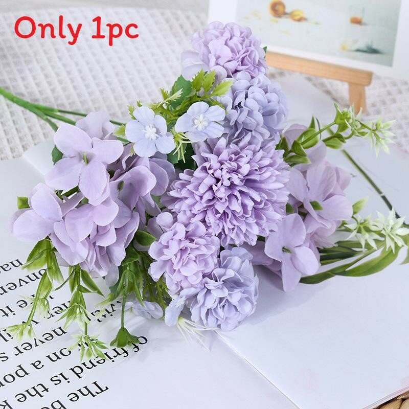 Букет искусственных шелковых цветов для свадебных центров и домашнего декора, фиолетовый