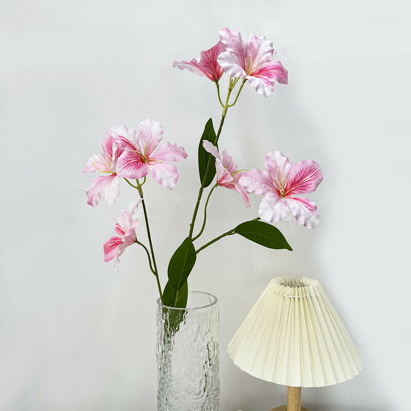 Silk lily wedding scene decoration with vibrant colors for home and event styling pink