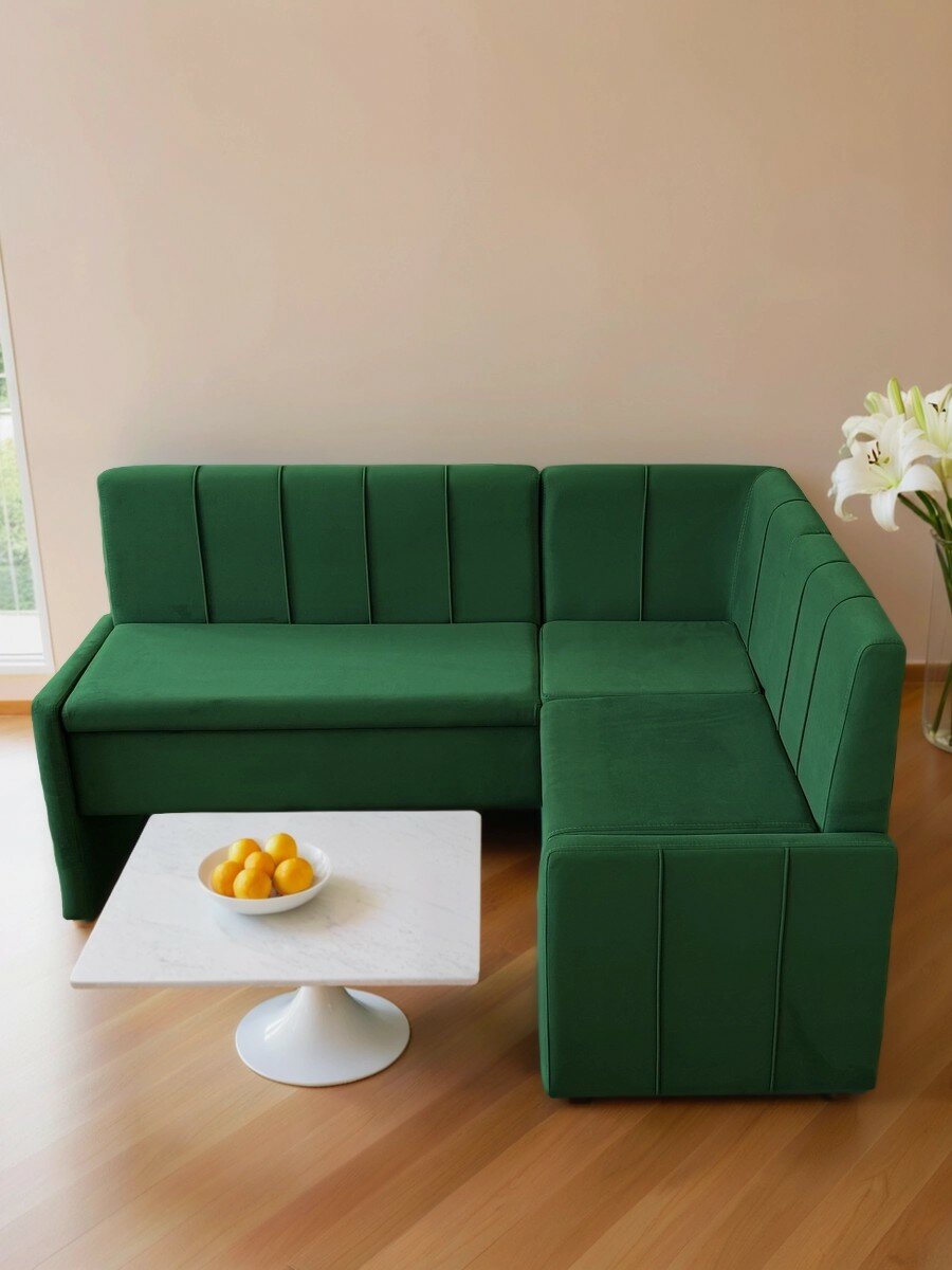 Кухонный уголок Стильные кресла "Престиж", велюр, зеленый, 155x120x83 см