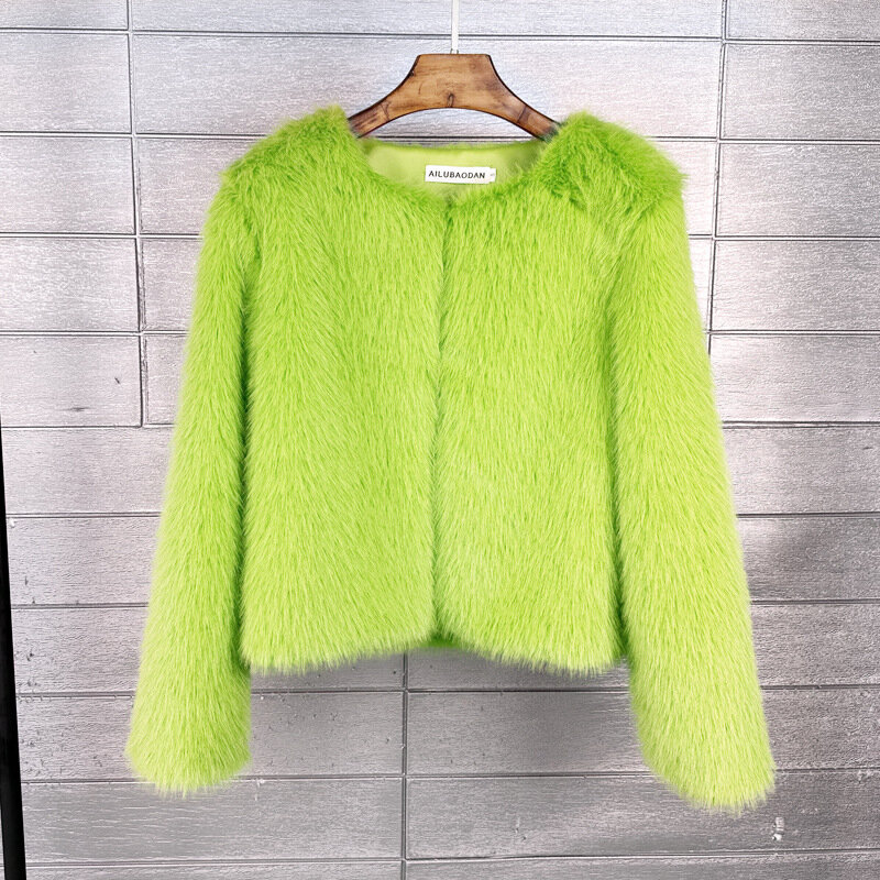 Пальто из искусственного тосканского меха Toca в корейском стиле, однотонное женское короткое пальто