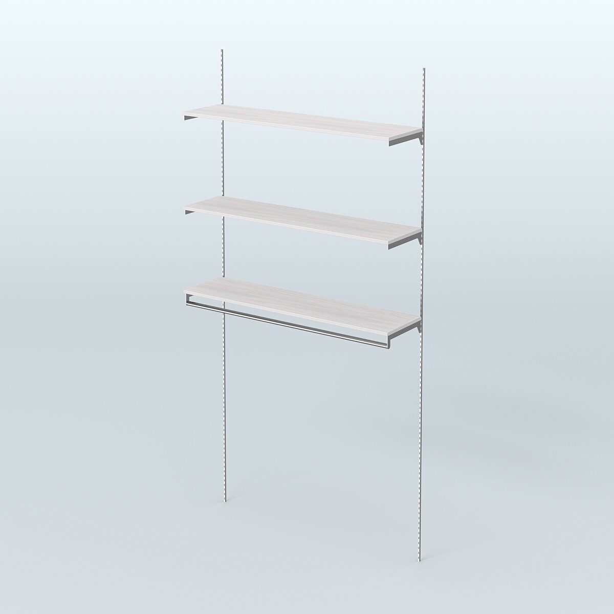 Модульная система Neo Fix №13 со сборным поручнем и тремя полками ДСП 16 мм (1200 мм), Ясень Анкор светлый