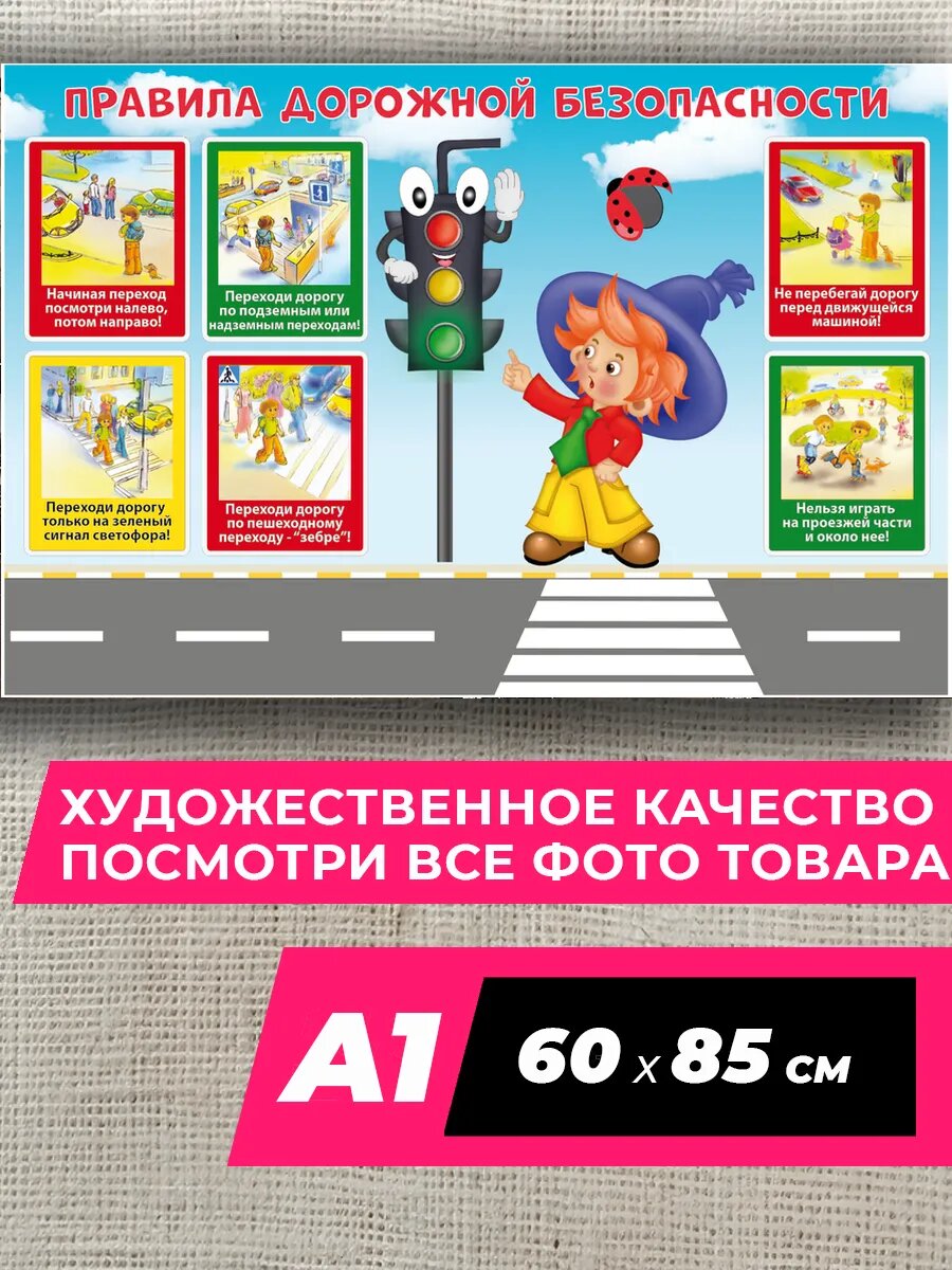 Плакат правила дорожного движения на стену A1