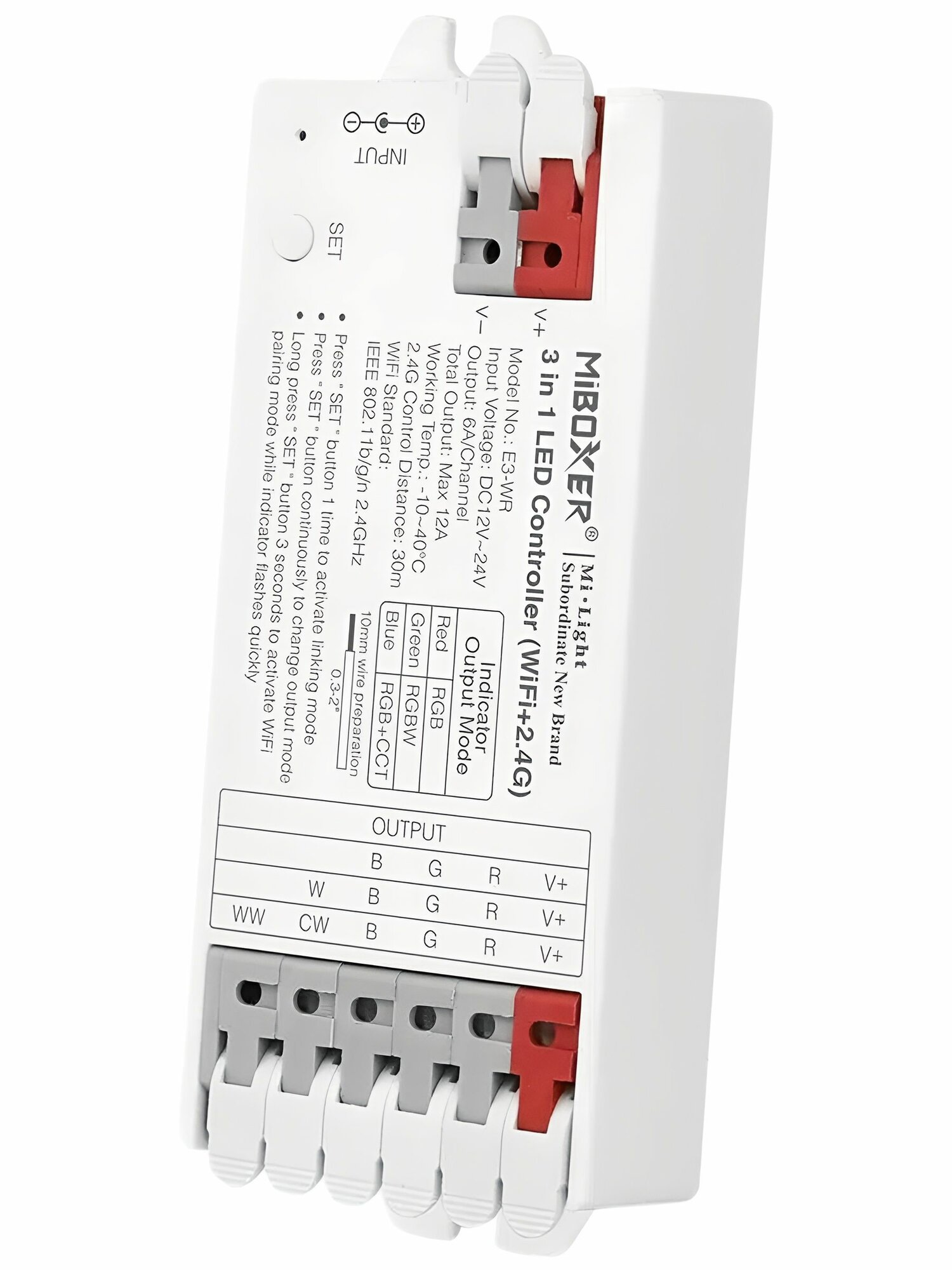 Контроллер Miboxer E3-WR, 12A, DC12-24V, RGB, RGBW, RGB+CCT, RF 2.4GHz + WiFi