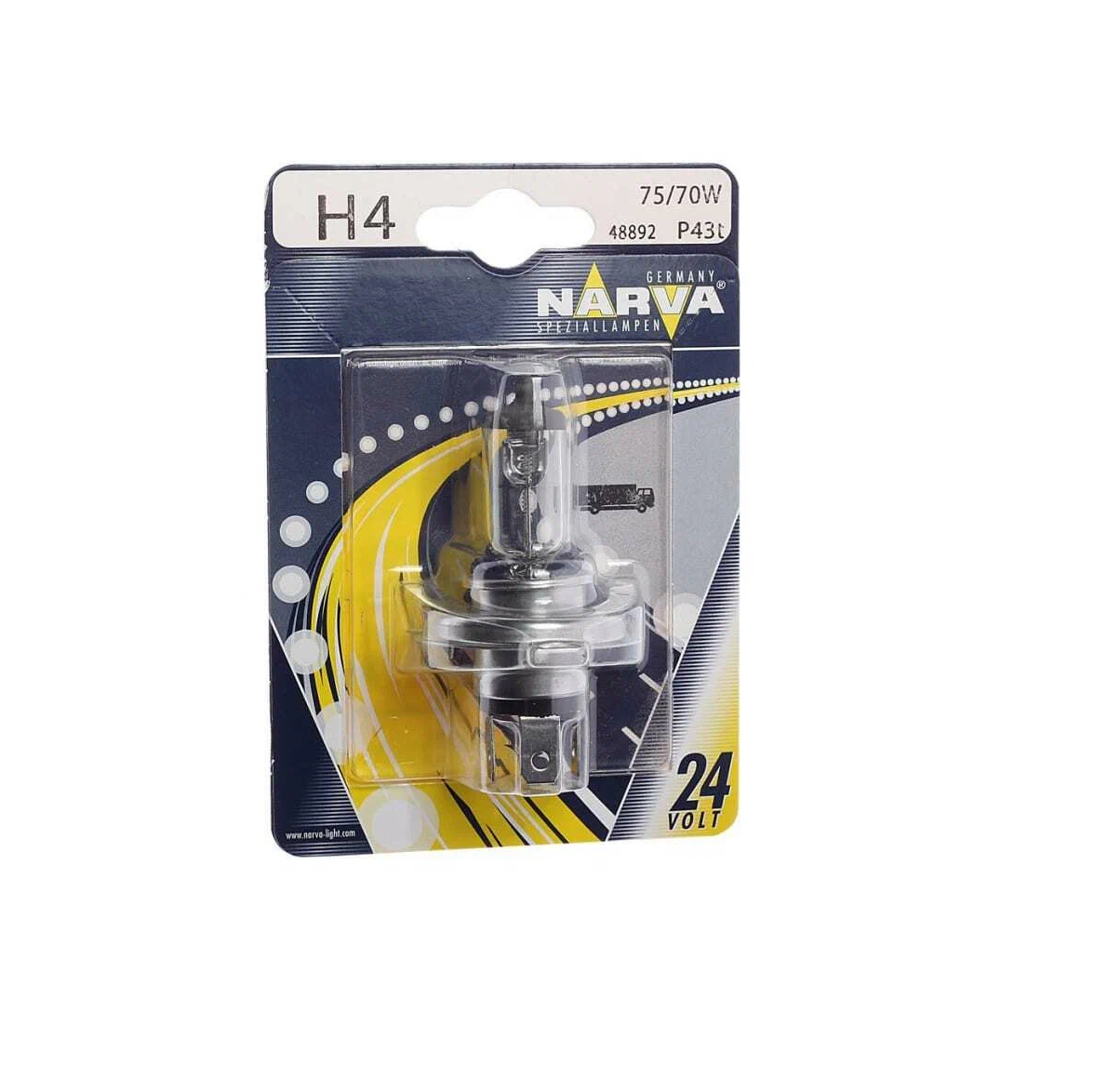 Автолампа NARVA N-48892бл H4, 75/70 Вт, P43t-38, 24V, 488924000