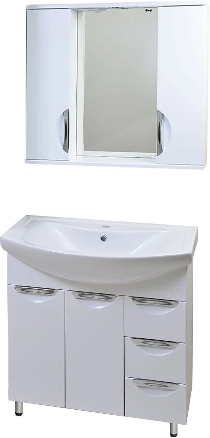 Мебель для ванной комнаты Emmy Милли 80 белая глянцевая, 3 ящика