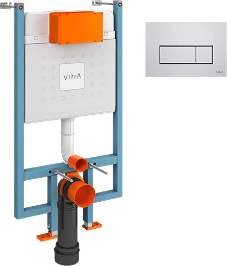 Инсталляция с кнопкой VitrA V-Fix Core 738-5800-01 цвет хром глянец, крепление к полу и стене