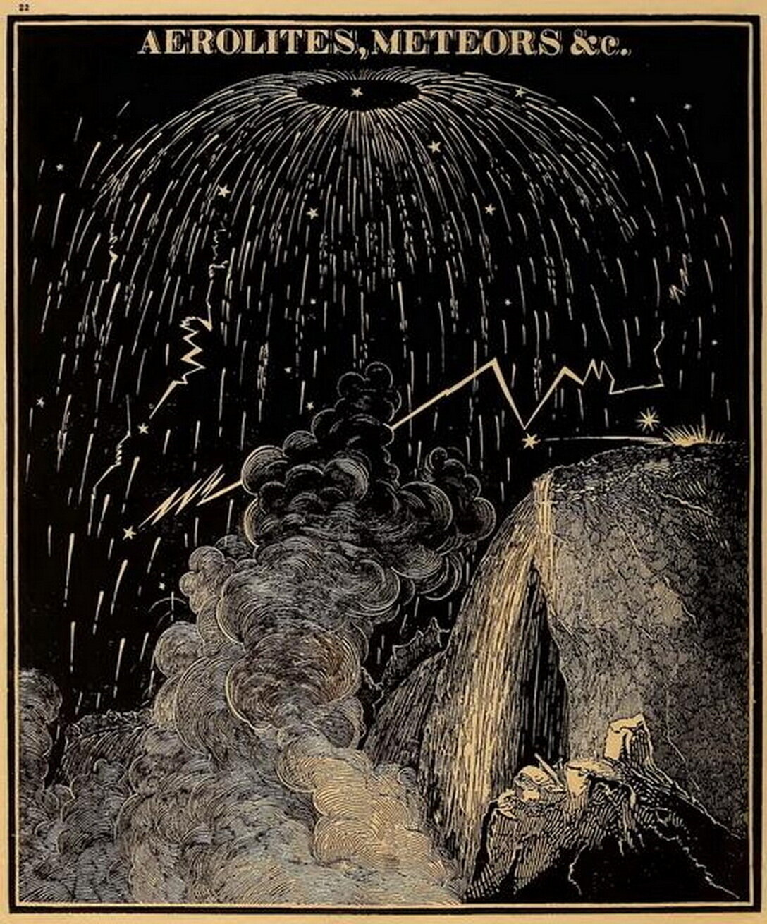 Плакат, постер падение метеоров и аэролитов на бумаге, размер 21х30см