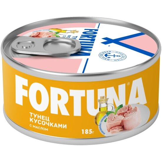 Тунец Fortuna кусочками в масле 185 г