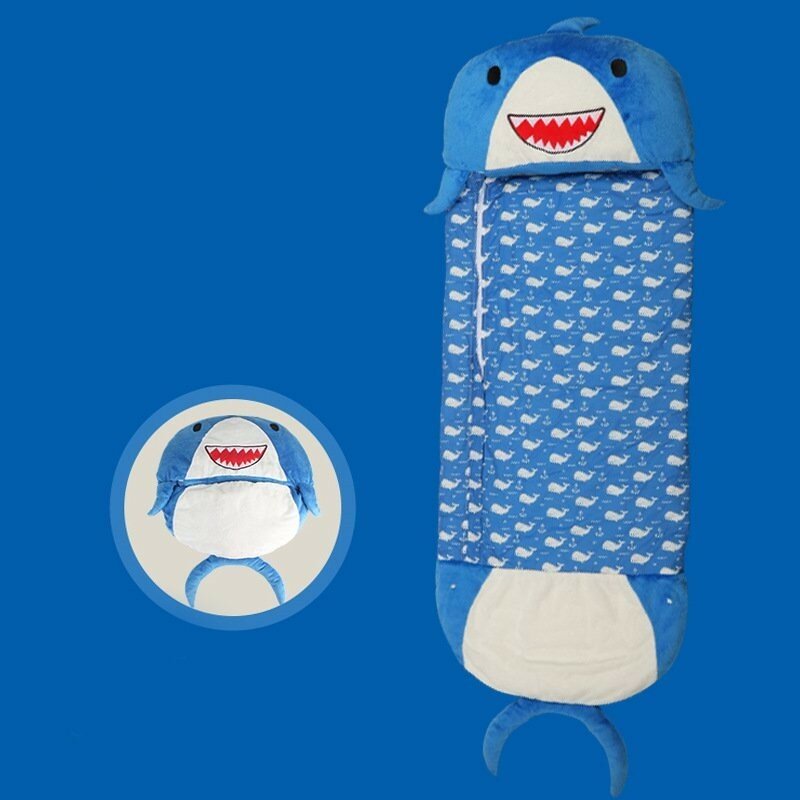Мягкая игрушка мультяшный спальный мешок для детей с мягкой подушкой животное и функцией предотвращения ударов акула 160см