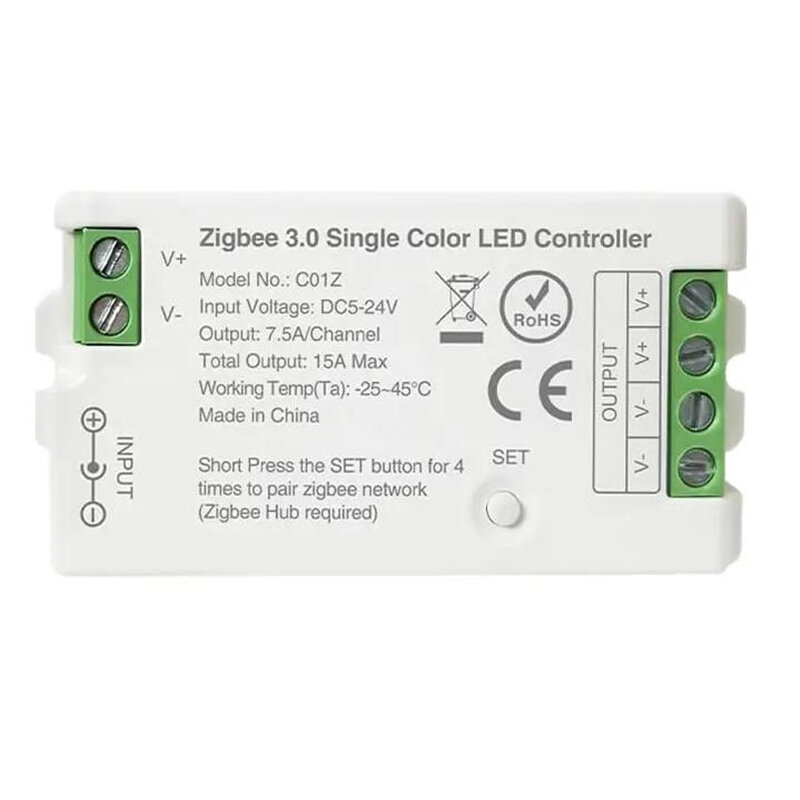 C01Z Zigbee3.0 Один белый светодиодный контроллер, используемый для управления одиночными белыми светодиодными лампами