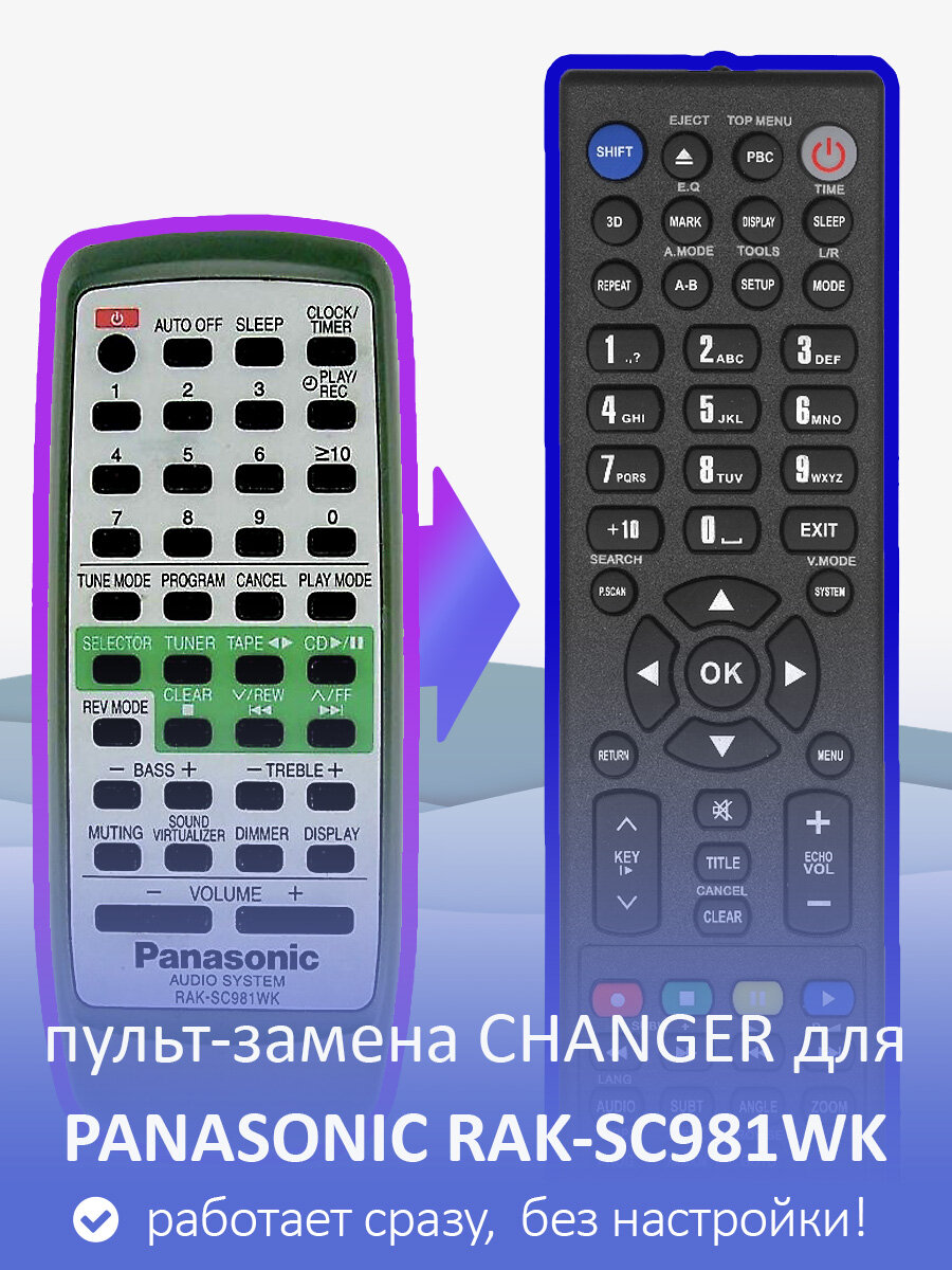 Пульт-замена для PANASONIC RAK-SC981WK