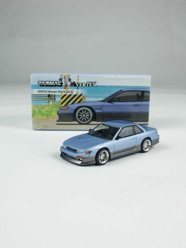 Машинка Tarmac Works TW 1/64 VERTEX Nissan Silvia (S13) Blue / Grey Die-cast Alloy Car Model Collection Display Gift