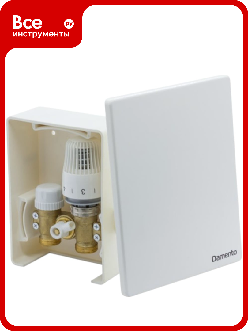 Регулировочный монтажный короб для теплого пола Damento Clima с термостатическим клапаном B10-40 023000, латунный