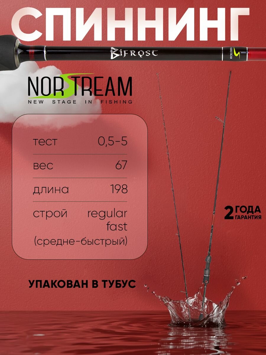 Спиннинг Norstream Bifrost 662UL тест 0,5 - 5 г, 198см