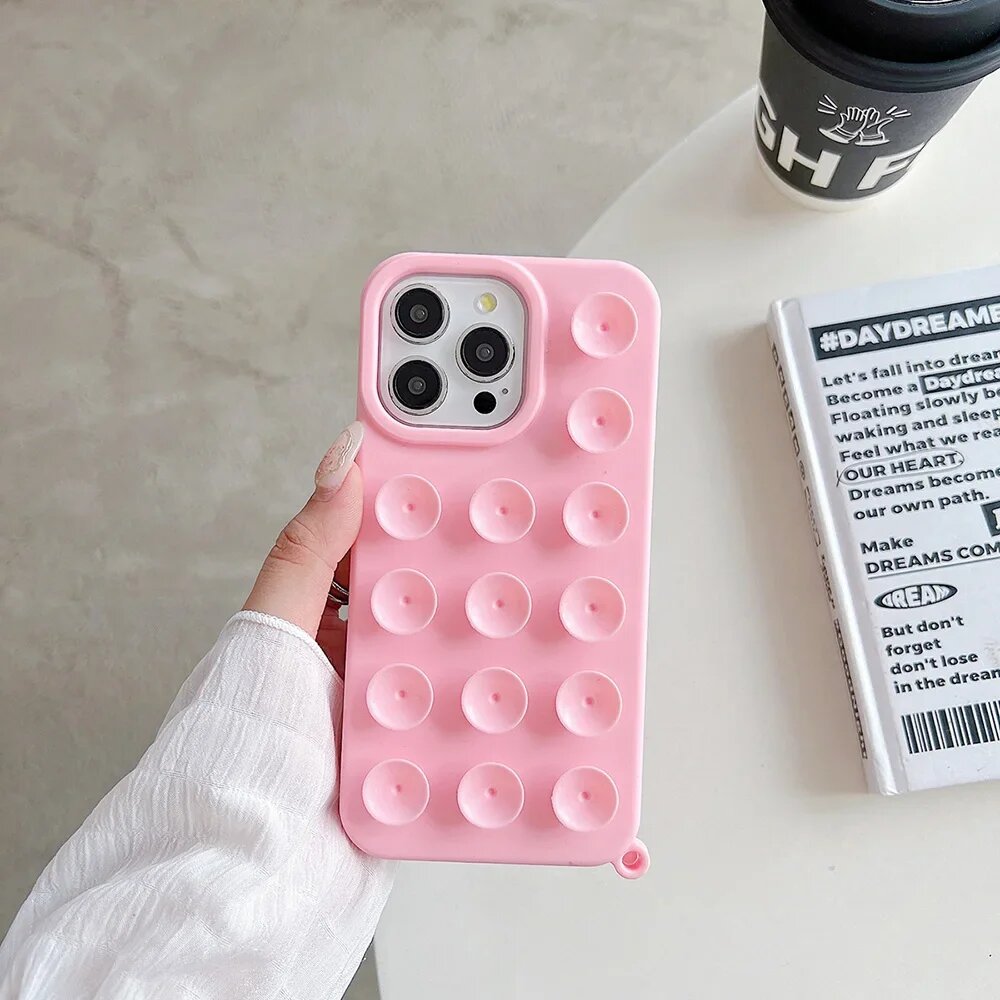 Розовый чехол-поп ит для iPhone 15