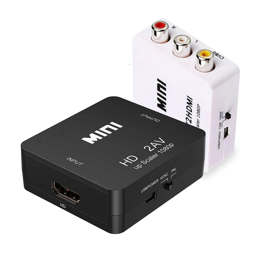 HDMI-RCA адаптер Mini черный, UpScaler 1080p — фото 1
