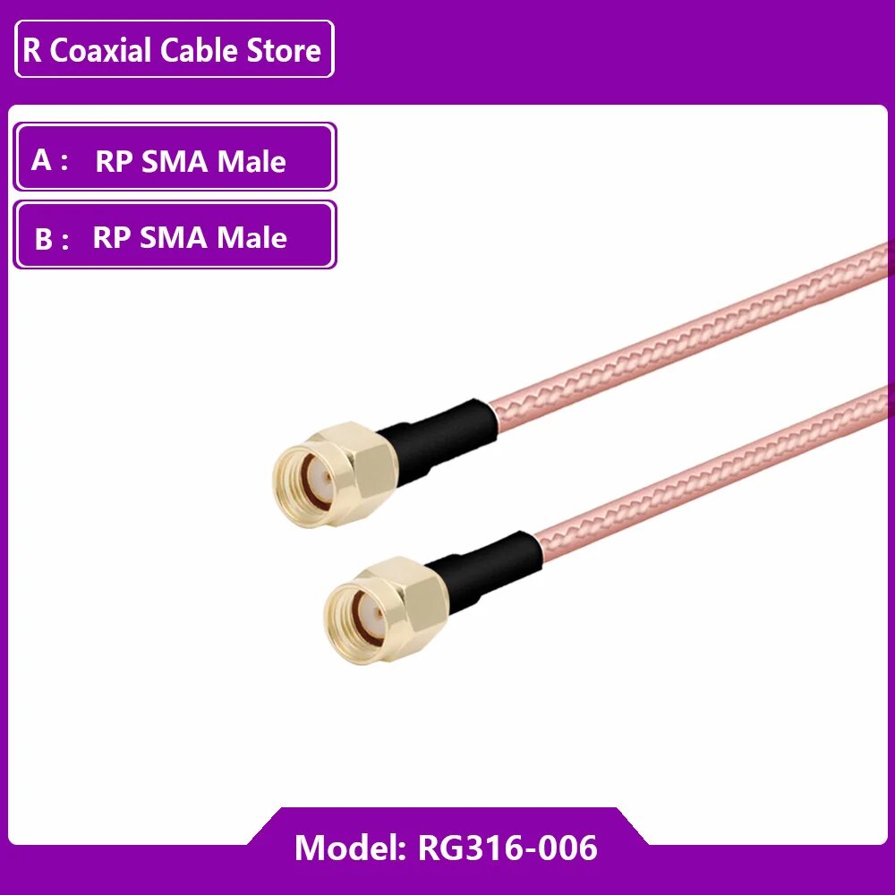 Коннектор R GG1100 RP SMA «папа»-RP SMA «мама» 50 Ом 5CM, RP SMA M to RP SMA M