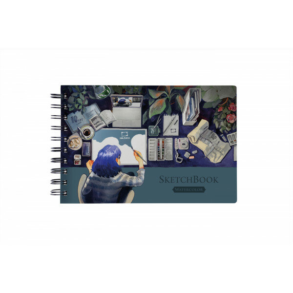 Скетчбук Юбилейный для акварели Малевичъ Monet 100% хлопок 300 г/м, 20л, на спирали 13*19 см