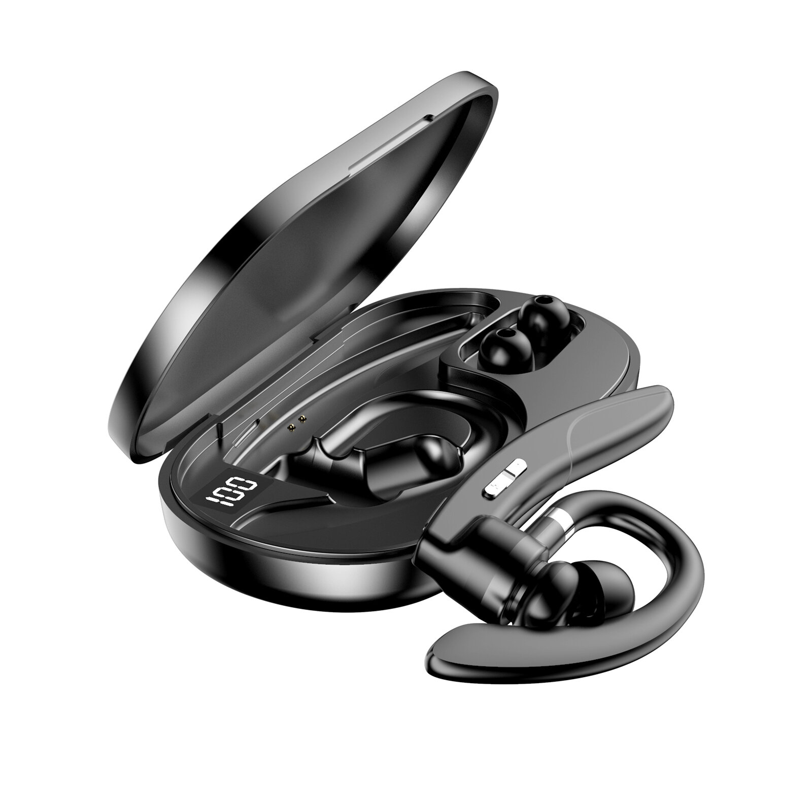 K29 BT5.0 Бизнес-гарнитура Беспроводное ухо Одинарное крепление на ухо С зарядным футляром Микрофон LED-дисплей Наушники ENC с шумоподавлением Гарнитура hands-free Аккумулятор 500mAh Для бизнеса/работы/вождения/офиса