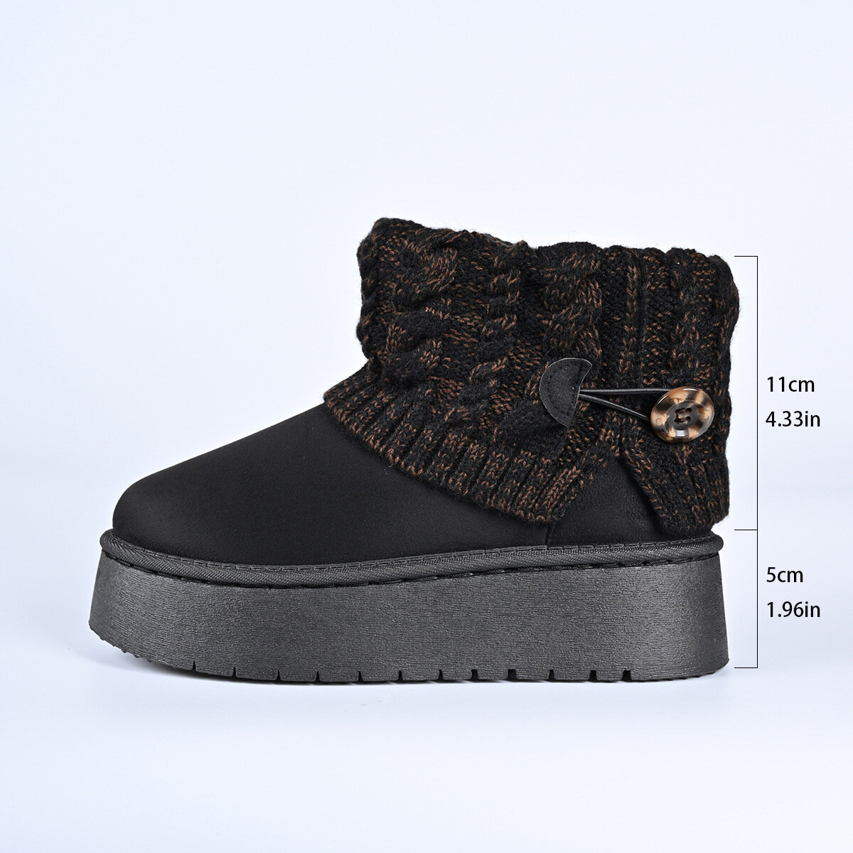 Женские шерстяные зимние ботинки 2025 года, хлопковые ботинки средней длины с пряжкой и бархатом, короткие женские ботинки