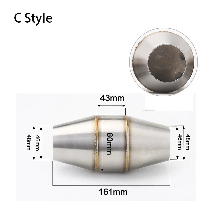 Универсальный резонатор выхлопной трубы мотоцикла, перегородка, глушитель, тихая расширительная камера средней трубы, глушитель C Style