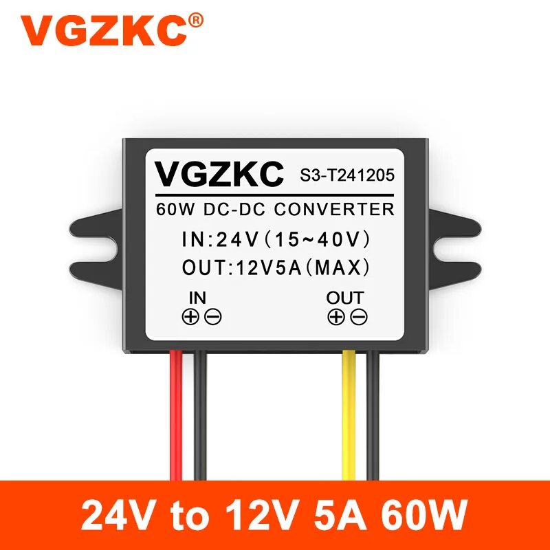 24 В до 12 В 1A 3A 5A 8A 10A 20A 30A 40A paso преобразователь постоянного тока 24 В до 12 В voltios DC-DC регулятор напряжения для монет Солнечные, 24V to 12V 5A L2