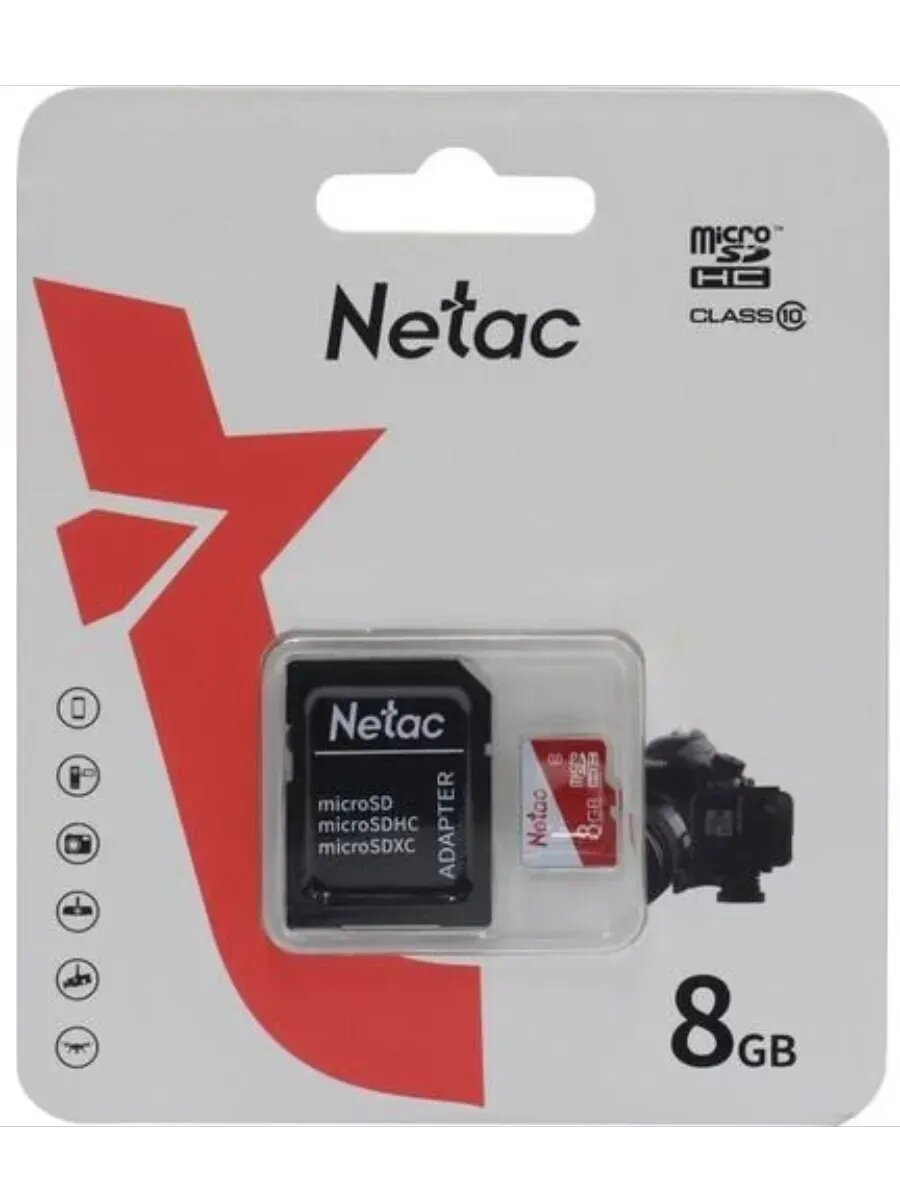 Флеш карта microSDHC 8GB NT02P500ECO P500 Eco + adapter