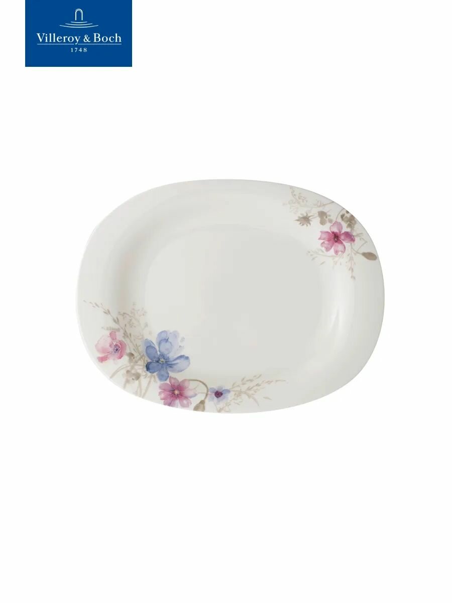 Овальное блюдо 34 см, Mariefleur Gris Basic, Villeroy & Boch, Премиум-Фарфор