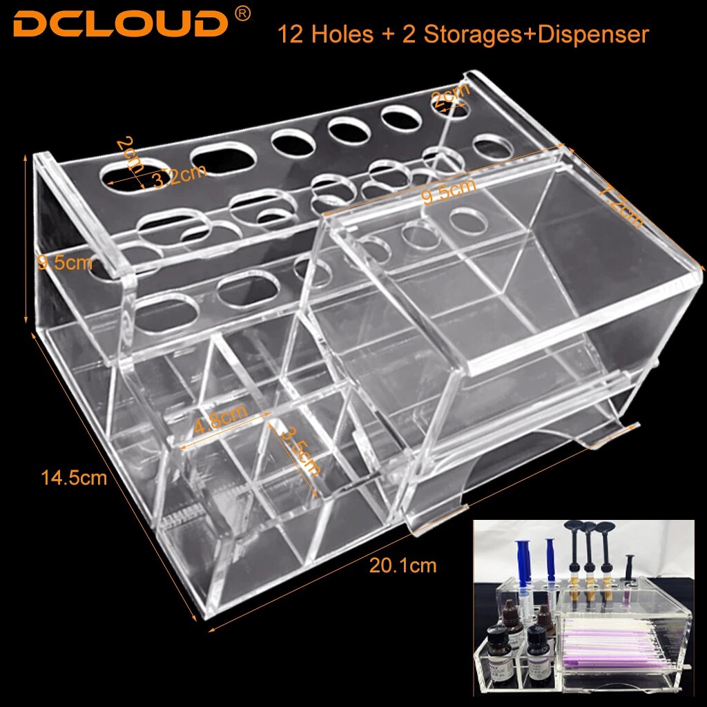 Акриловый органайзер DCLOUD для инструментов, 12 ячеек, Large