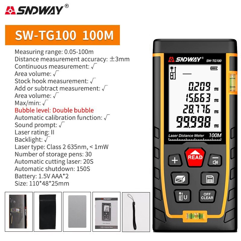SNDWAY Лазерный дальномер SW TG50/TG70/TG100/TG120 SW-TG100 100M