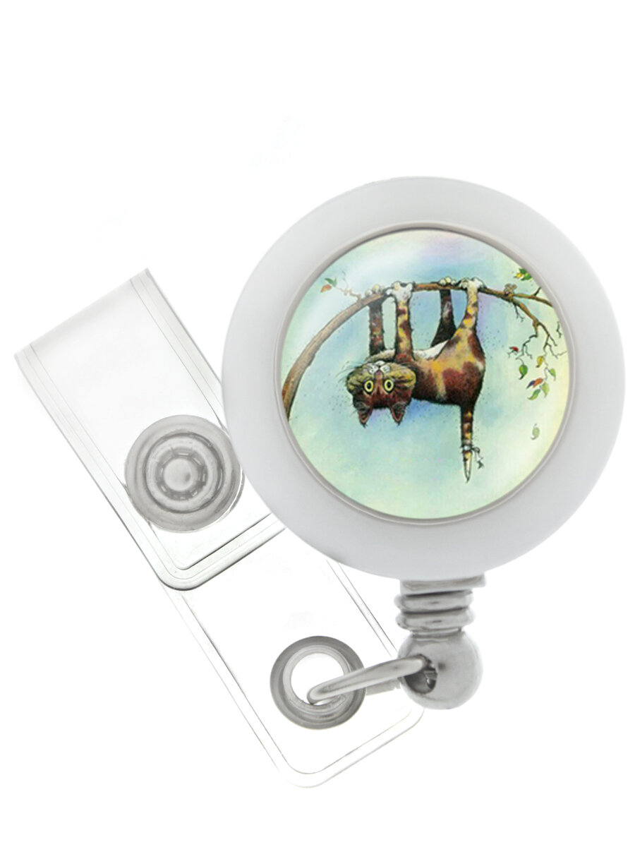 Держатель TINA BOLOTINA , для бейджа, с ретрактором, серебристый, кот держись