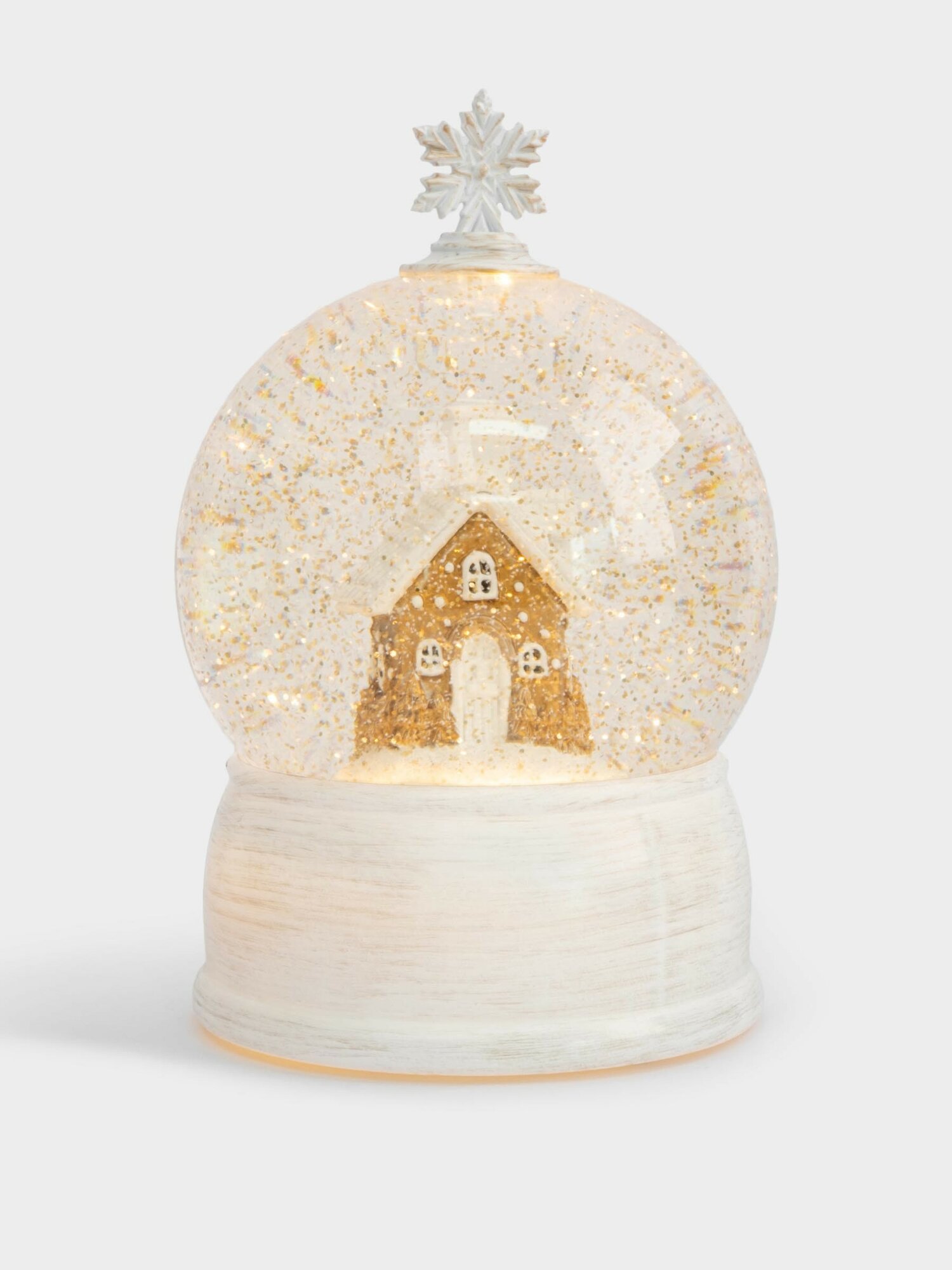 Снежный фонарь, 19 см, с подсветкой, пластик, белый, Дом в шаре, Townlet (Anna Lafarg)