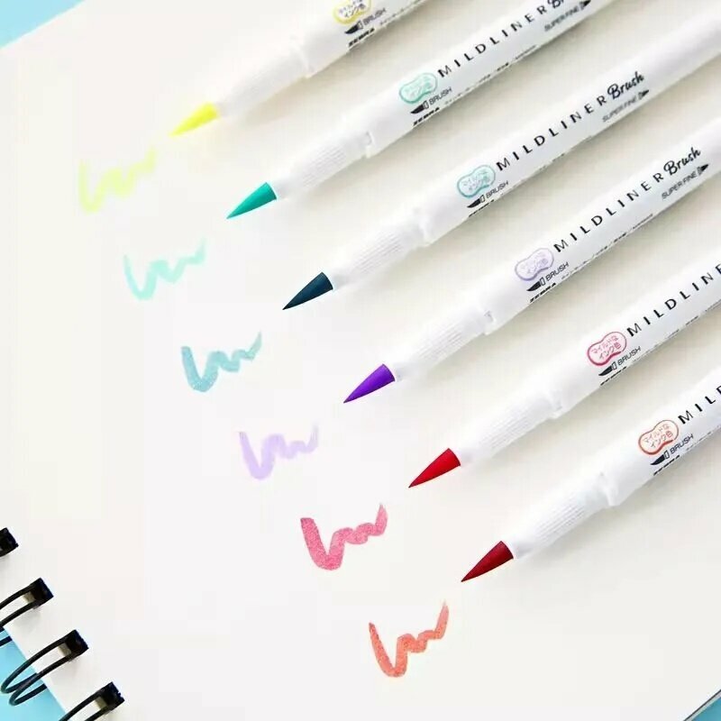 Набор маркеров Zebra Mildliner Brush, двусторонние, мягкий цвет, 5 штук — фото 1