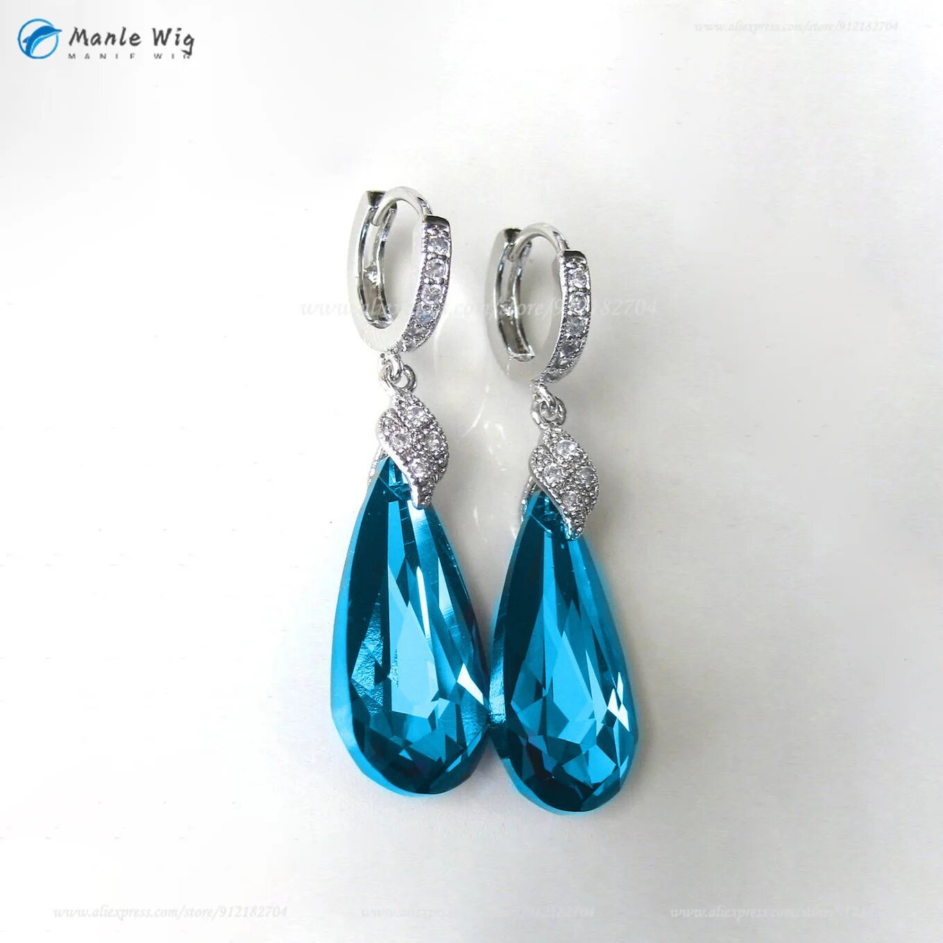 Манле Кос парик для косплея Клоринде синий 80 см earrings only