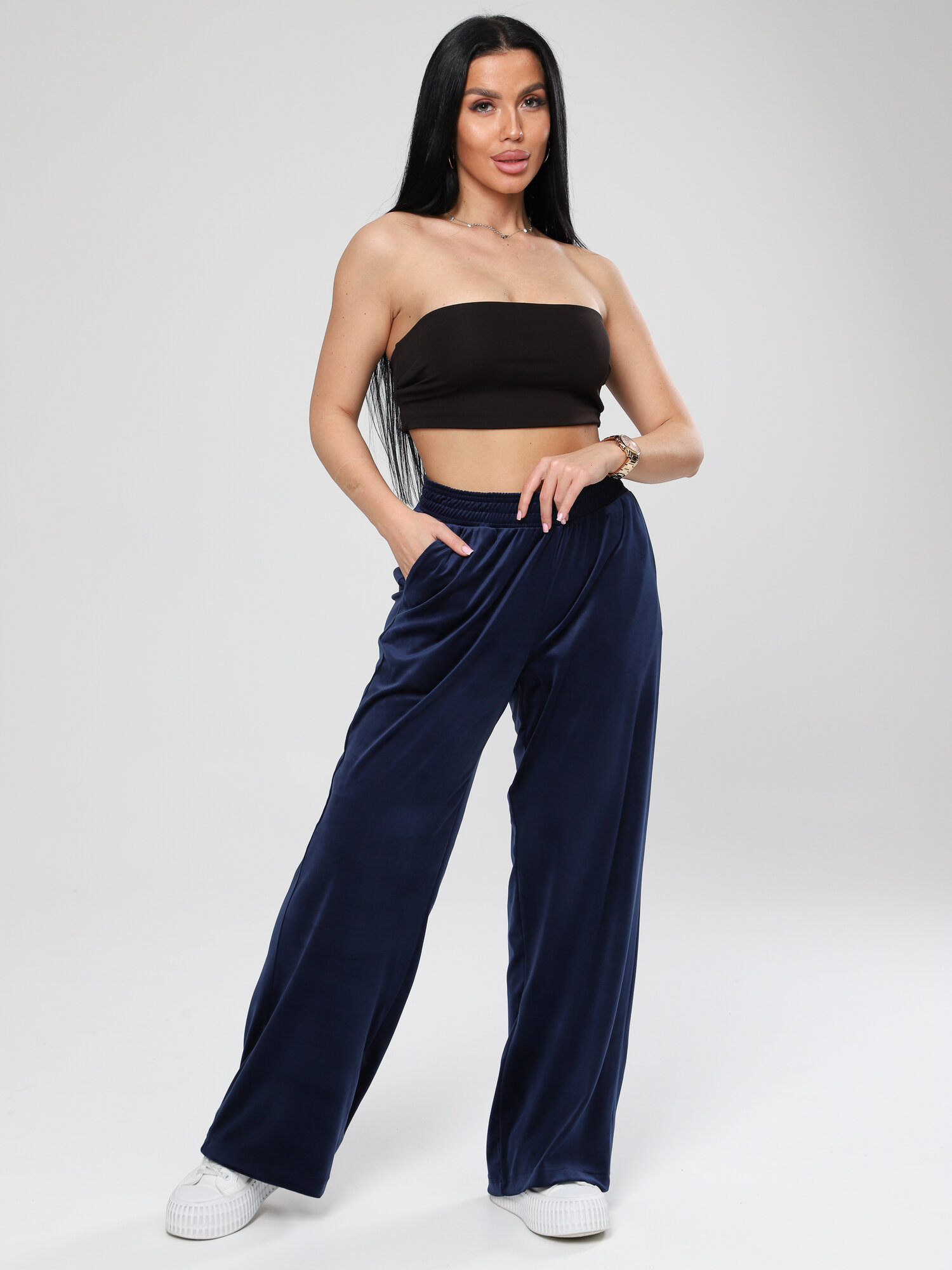 Брюки палаццо женские больших размеров велюровый