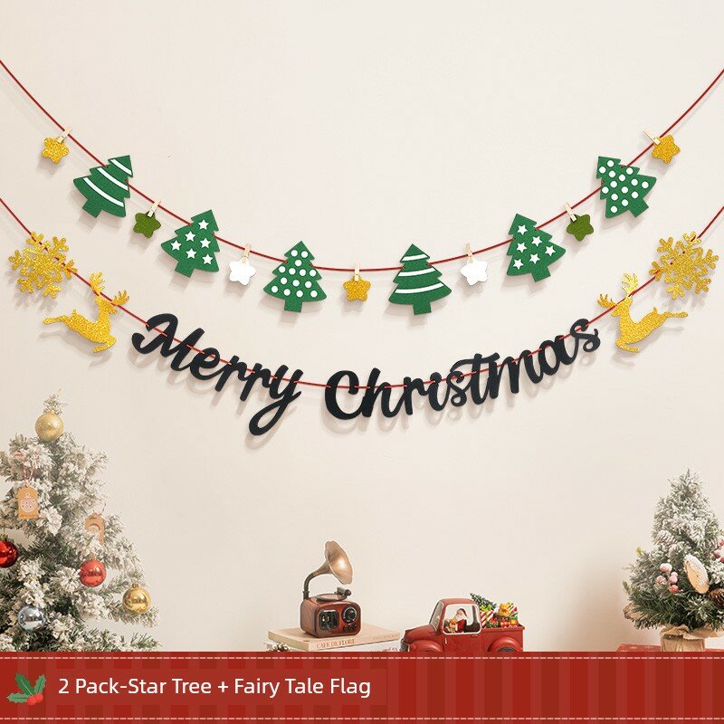 Рождественские флаги, гирлянды, декорации для сцены, подвесные флаги, подвесные украшения, атмосферные миниатюрные