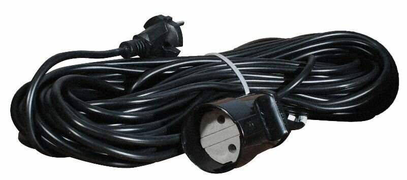 Удлинитель силовой У-20 20 метров, провод ПВС 2х1,0 мм2, 1 литая розетка (У-20), шт